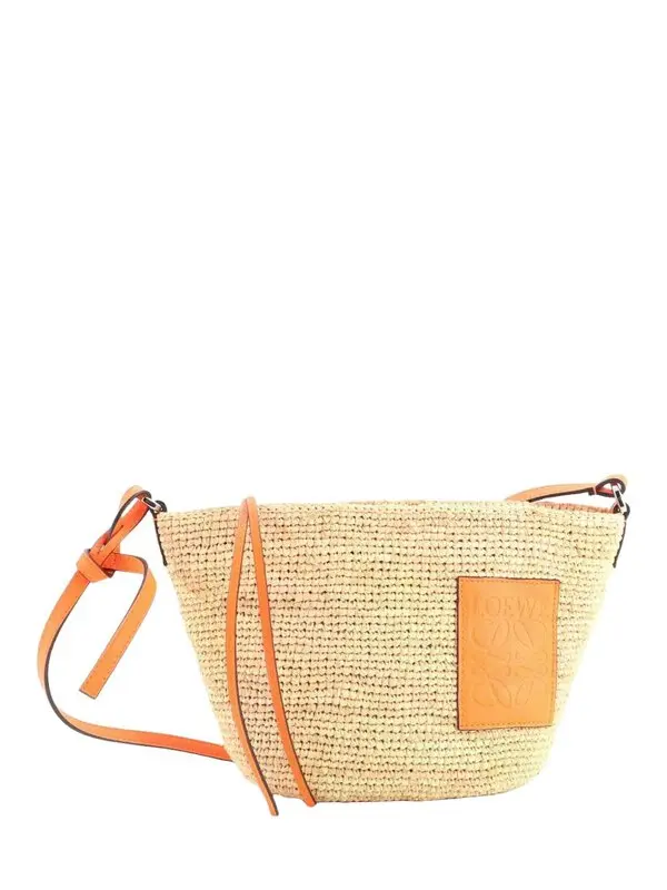 Loewe Pochette Woven Raffia Crossbody Bag - Orange