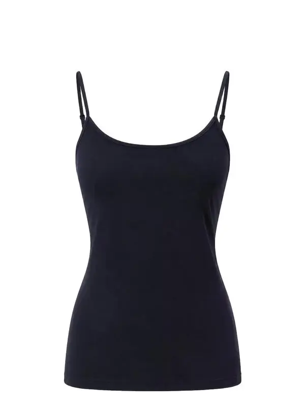 Majestic Filatures Sleeveless Top With Scoop Neck And Spaghetti Straps - Black
