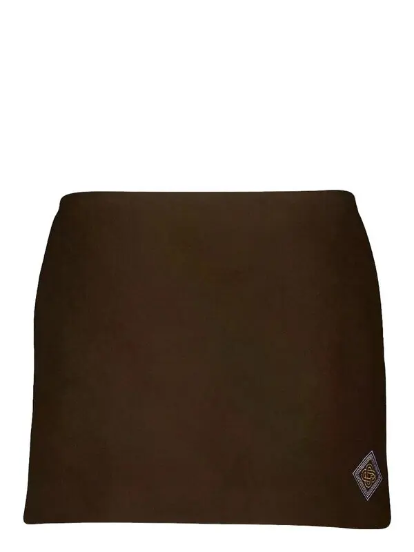 Casablanca Embroidered Wool-blend Skirt - Brown