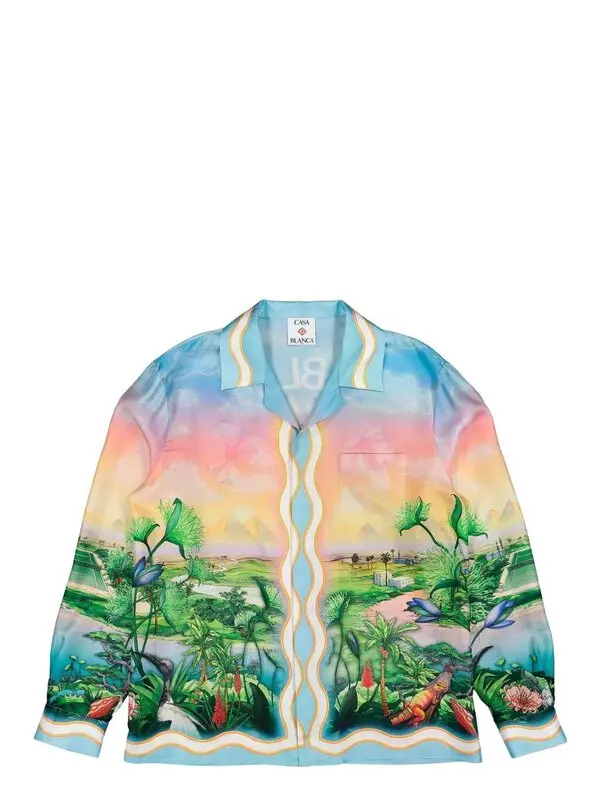 Casablanca Tennis Club Cuban-collar Shirt - Blue