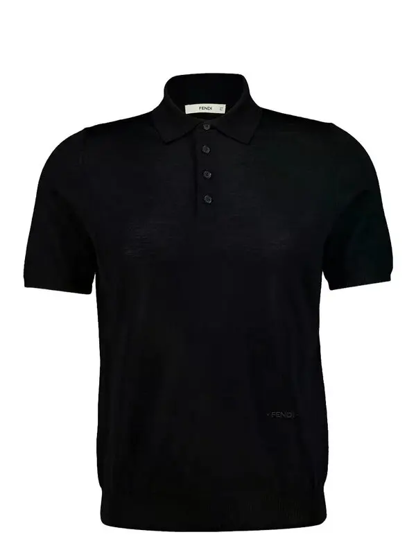 Fendi Fine-knit Wool Polo Shirt - Black