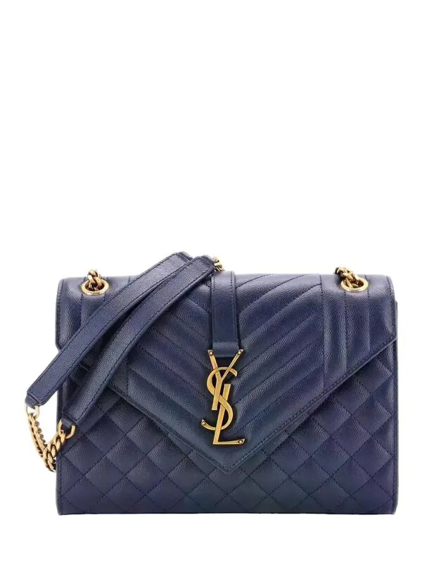 Saint Laurent Monogram Envelope Satchel Shoulder Bag - Blue