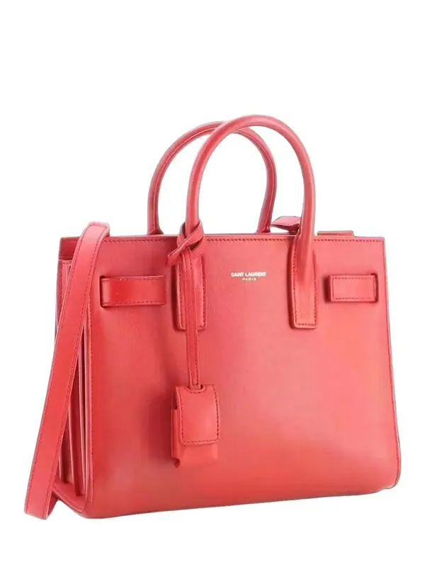 Saint Laurent Leather Nano Tote Bag - Red
