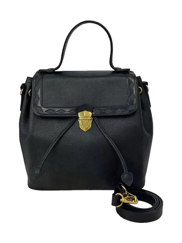 Saint Laurent 20th Century Pebbled Leather Cut Out Satchel - Black