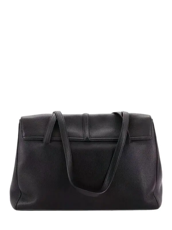 Celine Soft 16 Bag Grained Calfskin Large Shoulder Bag - Black