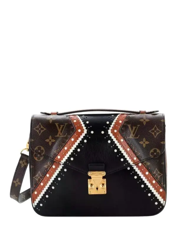 LOUIS VUITTON Pochette Metis Limited Edition Brogue Reverse Monogram Canvas And Leather Crossbody Bag - Black