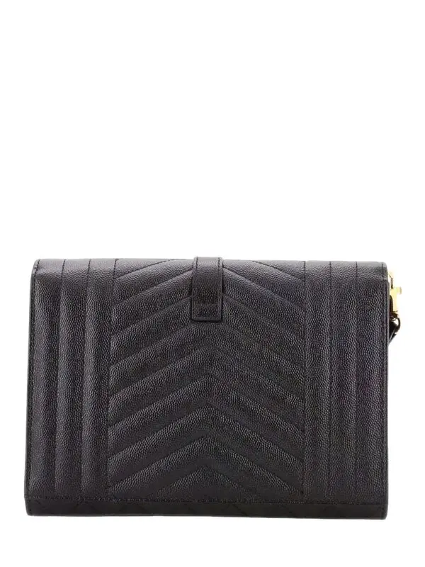 Saint Laurent Monogram Envelope Wristlet Clutch Bag - Black