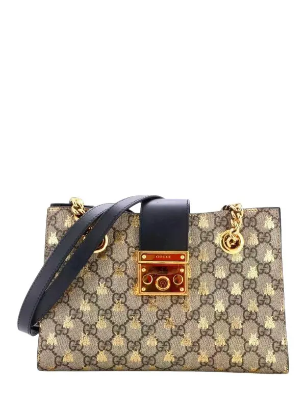 Gucci Padlock Chain Printed Gg Coated Canvas Small Tote Bag - Brown
