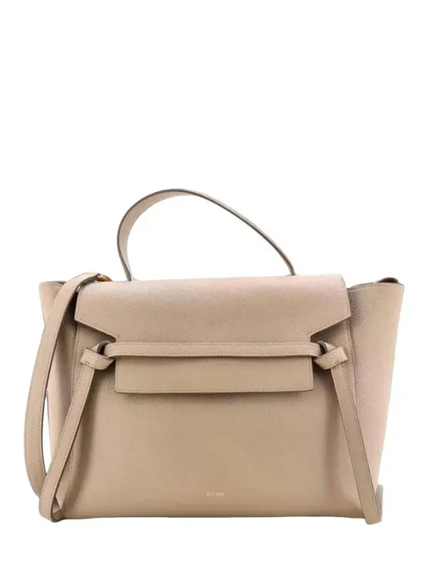 Celine Belt Bag Textured Leather Mini Shoulder Bag - Neutrals
