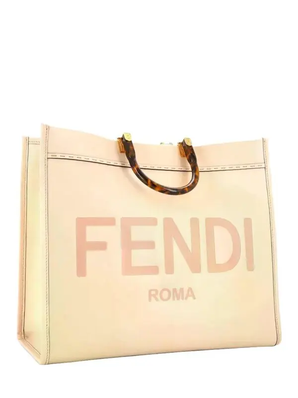 Fendi Sunshine Shopper Leather Large Tote Bag - Neutrals