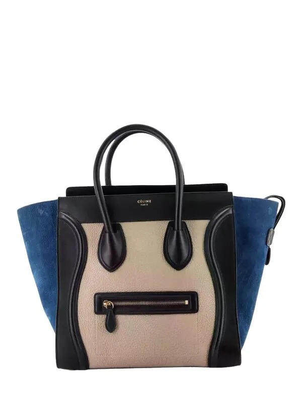 Celine Tricolor Leather Mini Luggage Tote Bag - Black