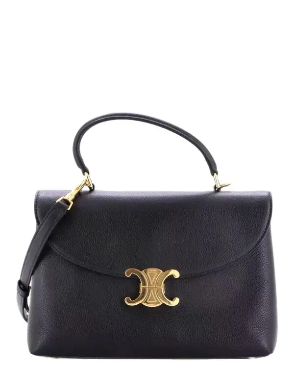 Celine Nino Top Handle Bag Nubuck Medium Satchel - Black