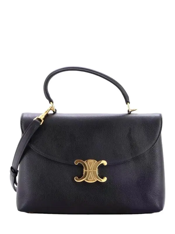 Celine Nino Top Handle Bag Nubuck Medium Satchel - Black