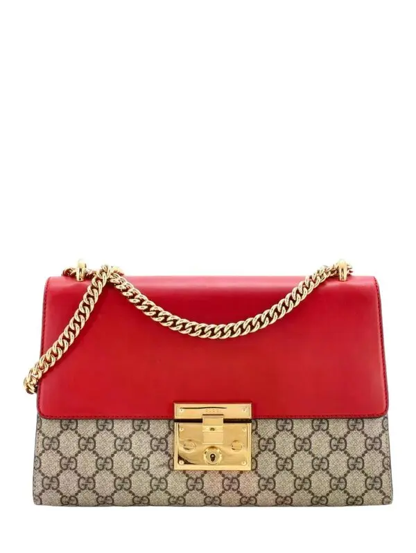 Gucci Padlock Gg Coated Canvas And Leather Shoulder Bag - Red