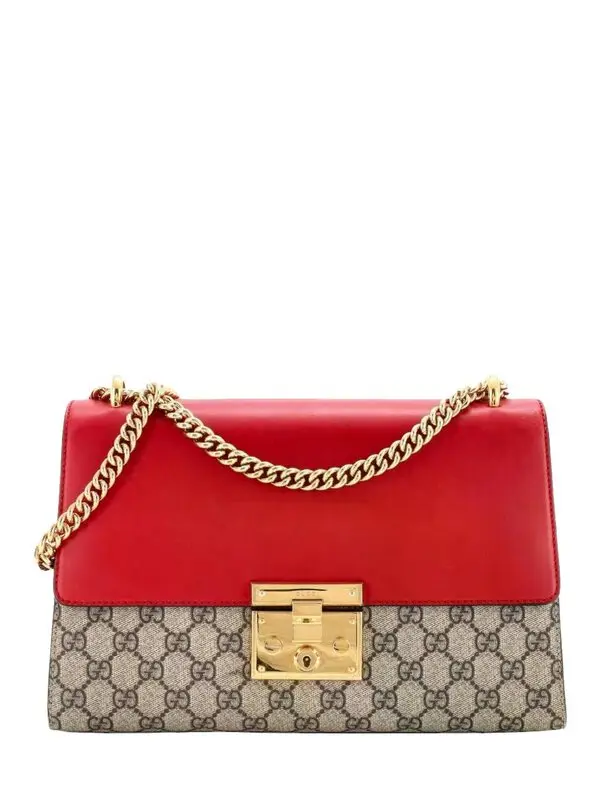 Gucci Padlock Gg Coated Canvas And Leather Shoulder Bag - Red