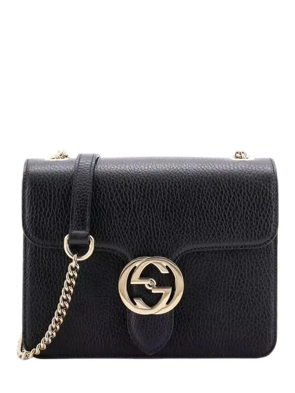 Gucci Interlocking Leather Shoulder Bag - Black