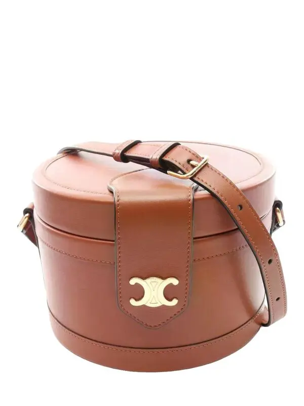 Celine Medium Calfskin Triomphe Tambour Crossbody Bag - Brown