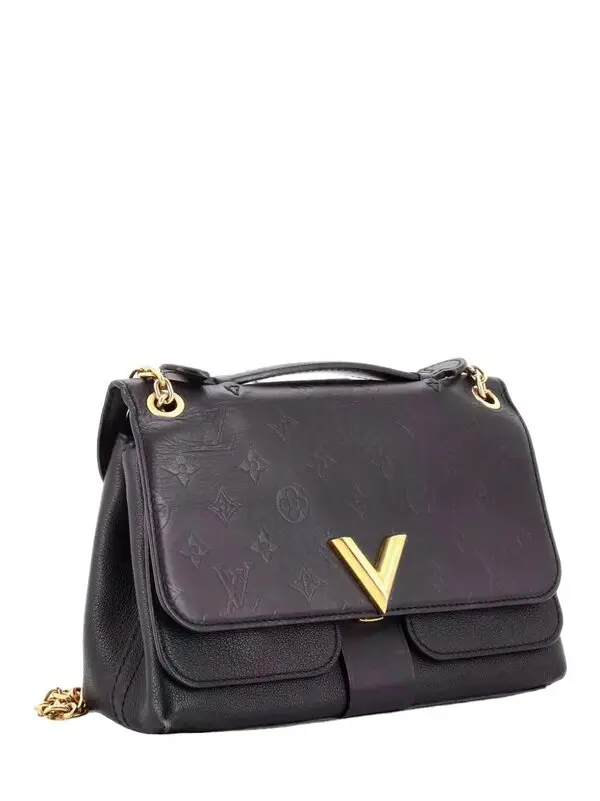 LOUIS VUITTON Chain Bag Monogram Leather Shoulder Bag - Black