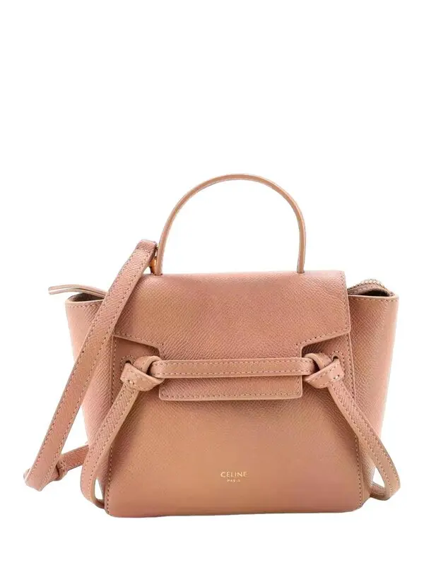 Celine Belt Bag Textured Leather Pico Shoulder Bag - Neutrals