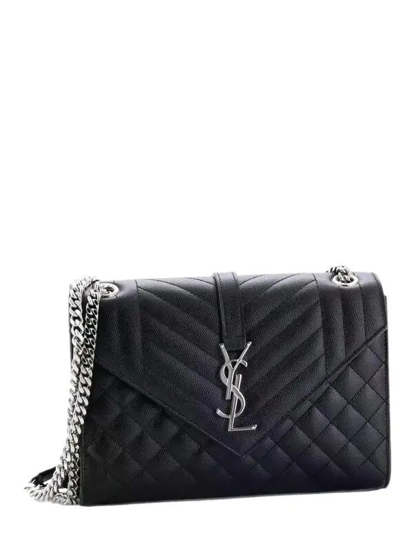 Saint Laurent Monogram Envelope Satchel Shoulder Bag - Black