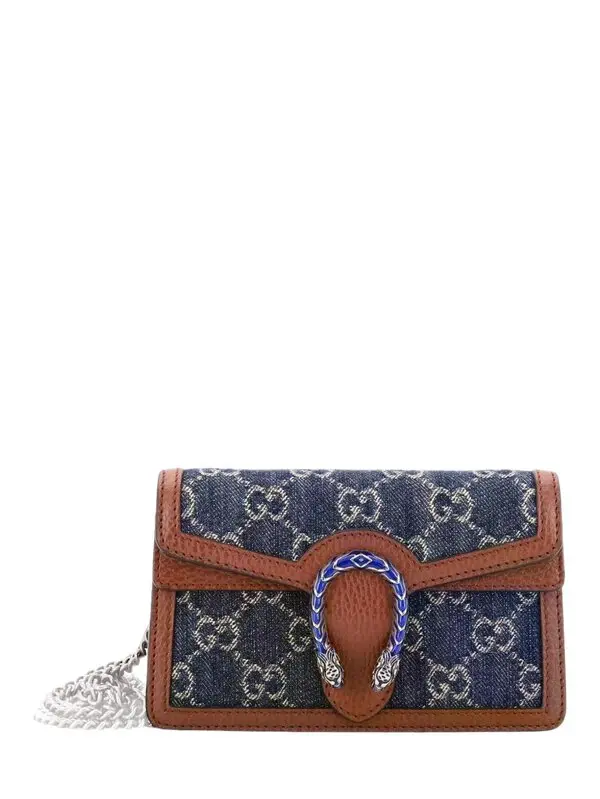 Gucci Dionysus Gg Denim Super Mini Crossbody Bag - Blue