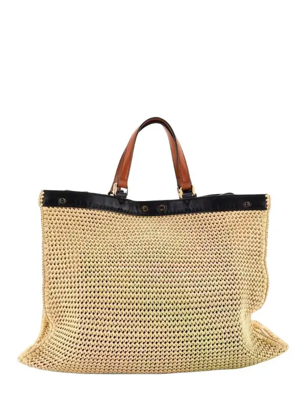 Fendi Peekaboo X-raffia Medium Tote Bag - Neutrals