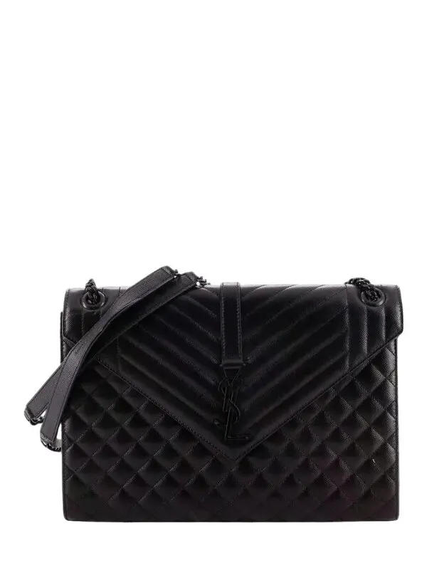 Saint Laurent Classic Monogram Envelope Satchel Shoulder Bag - Black