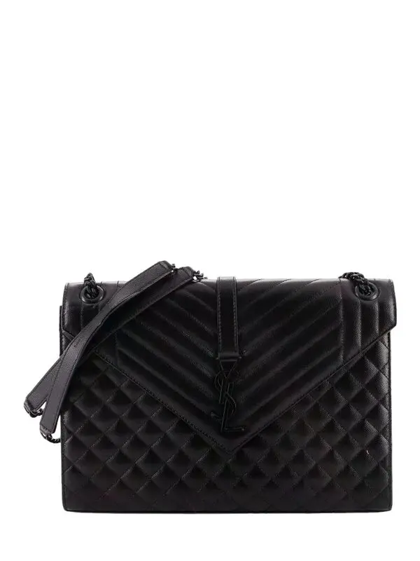 Saint Laurent Classic Monogram Envelope Satchel Shoulder Bag - Black