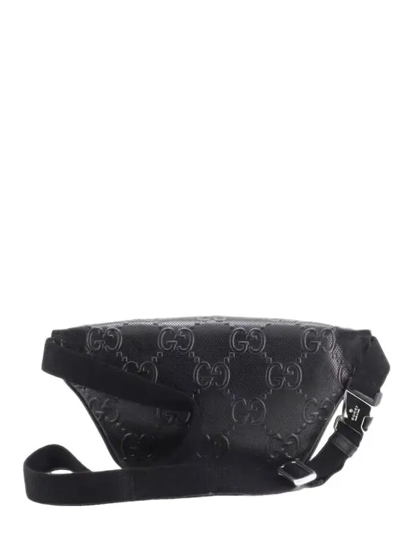 Gucci Gg Embossed Perforated Leather Belt Bag - Black