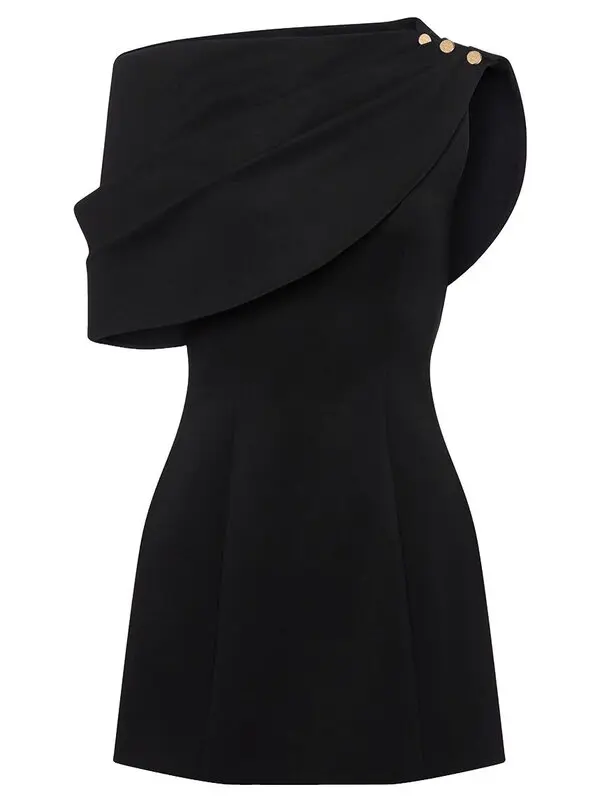 ZETAYE Cassidy Cape Mini Dress - Black