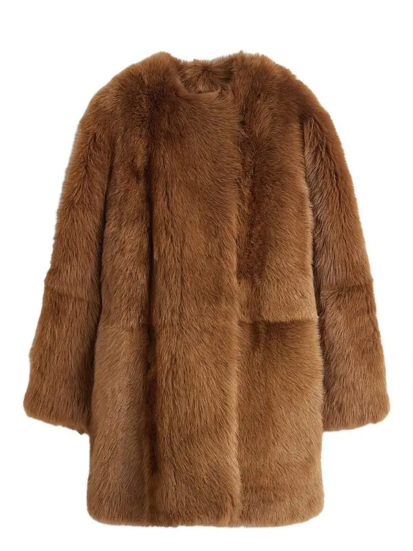 TOTEME Silky Shearling Fur Coat - Ginger