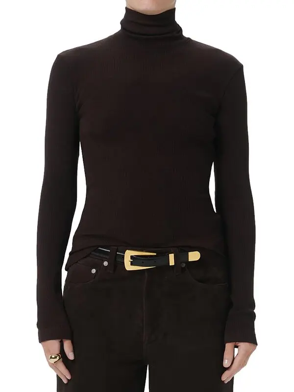 Citizens Of Humanity Caradene Turtleneck Rib Knit Tee - Chocolate