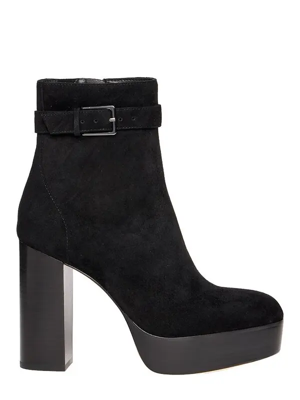 Paige Maris Suede Platform Block Heel Boots - Black
