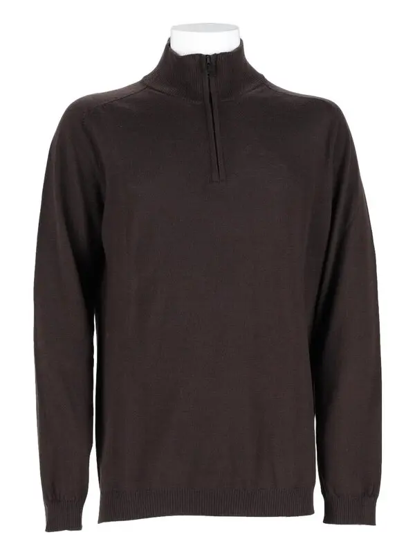 Premiata Wool Knit Zip-up Sweater - Brown