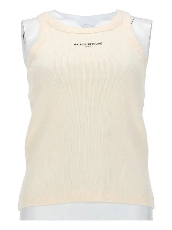 Maison Kitsuné Organic Cotton Ribbed Tank Top - Beige