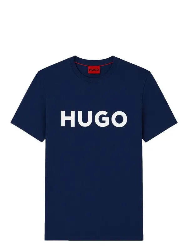 Hugo Logo Print Cotton T-shirt - Blue