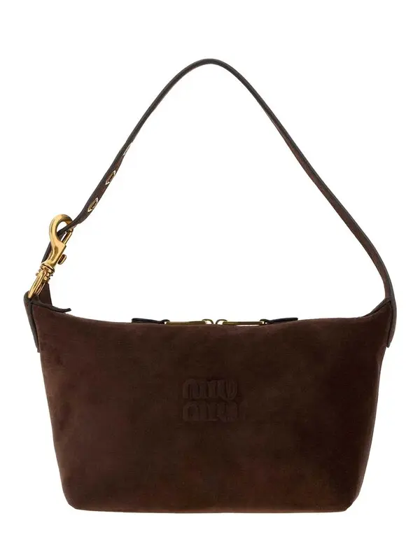 Miu Miu Suede Shoulder Handbag - Brown
