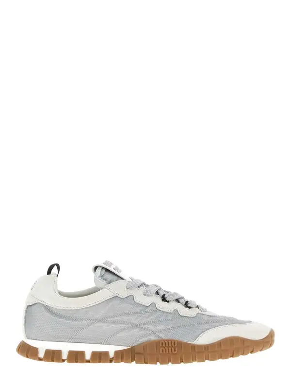 Miu Miu Tech Fabric And Suede Tyre Sneakers - Grey