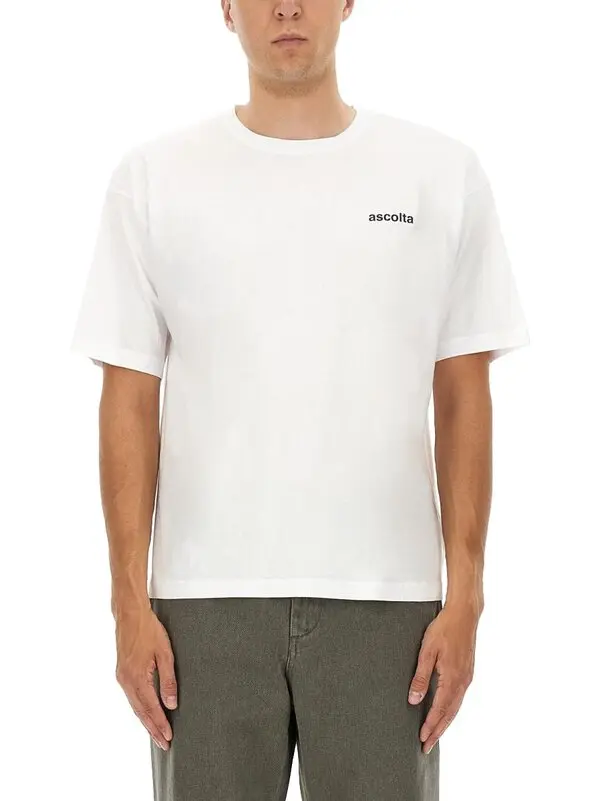 Aspesi Cotton T-shirt With 'listen' Print - White