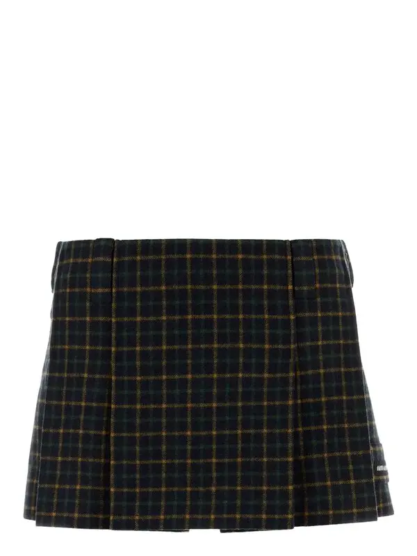 Miu Miu Plaid Pleated Mini Skirt - Blugiallo