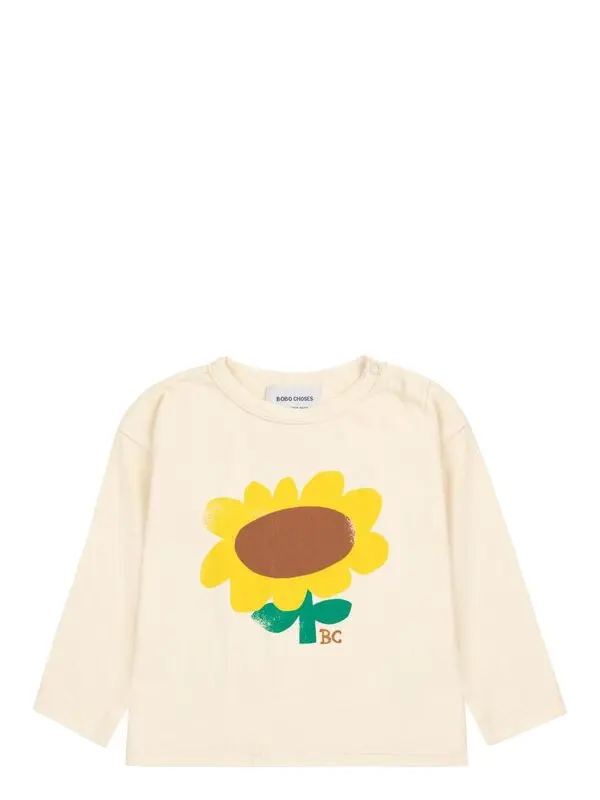 BOBO CHOSES Mini Sunflower Graphic T-shirt - White