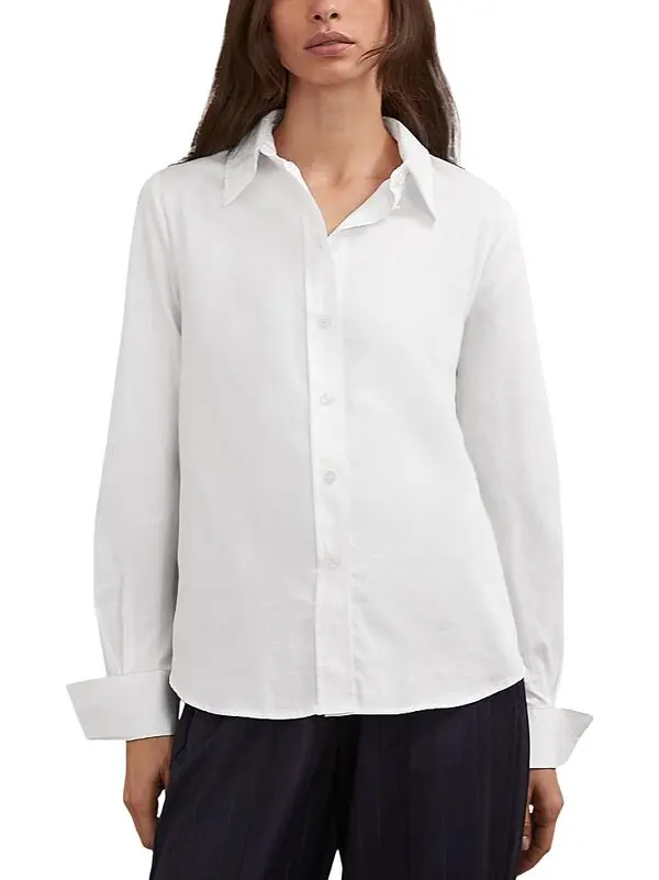 REISS Lottie Cotton Sateen Shirt - Ivory