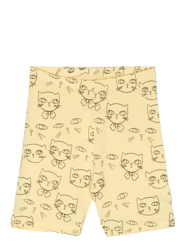 MINI RODINI Chapter 2" Printed Cat Bike Shorts - Yellow