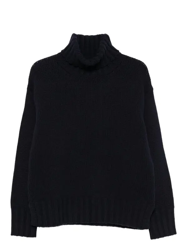 JUCCA High Neck Ribbed Pullover - Navy