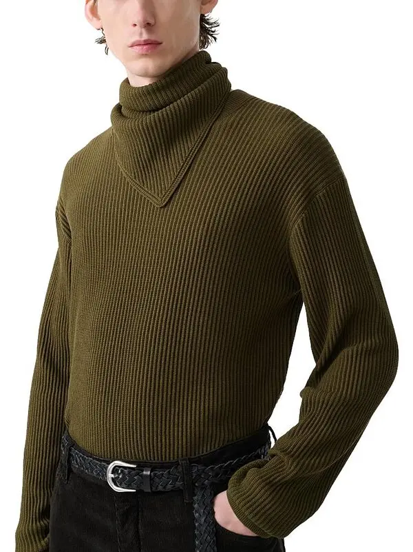 Studio Nicholson Slim Ribbed Cotton Turtleneck Sweater - Olive