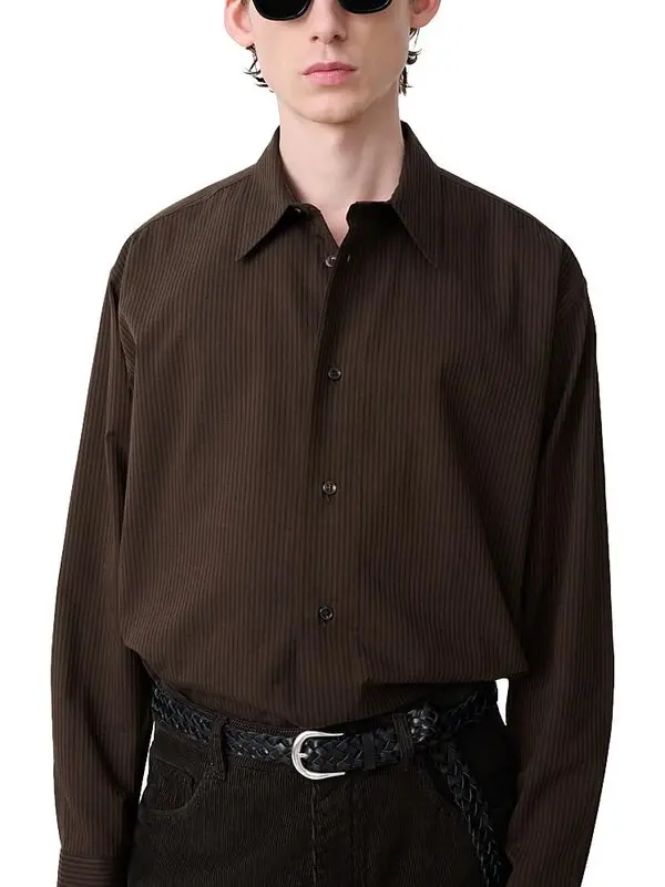 Studio Nicholson Classic Cotton Relaxed Point Collar Shirt - Malt