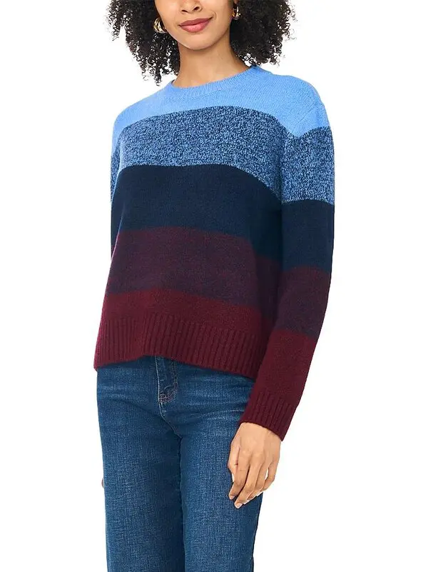 Vince Camuto Striped Crewneck Sweater - Bellflower