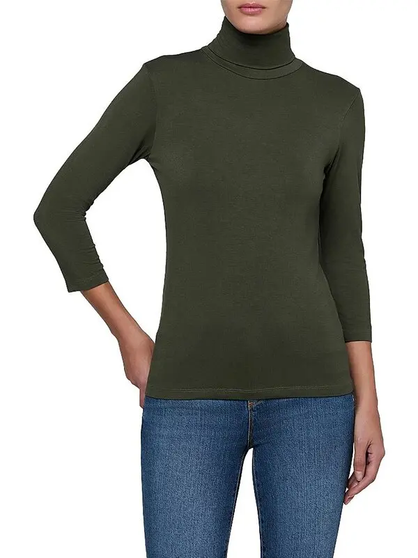 L'Agence Aja Turtleneck Three Quarter Sleeve Top - Army