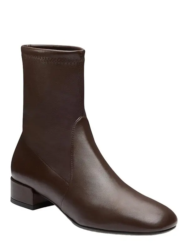 STUART WEITZMAN Bacari Leather Ankle Boots - Walnut