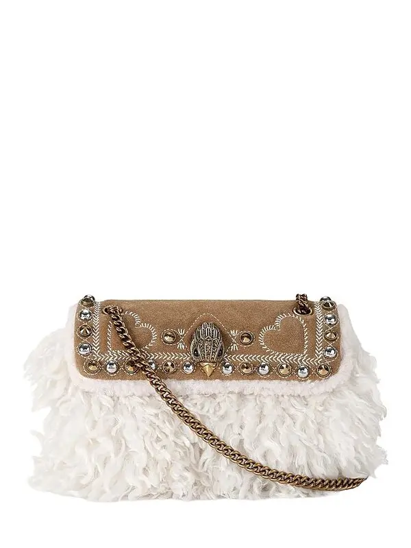 Kurt Geiger Mini Kensington Faux Fur Crossbody Bag - Open Brown